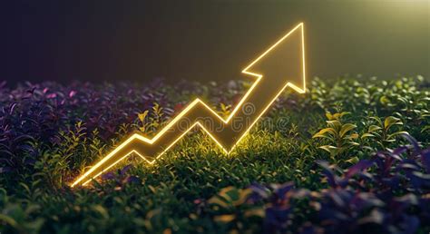 A Glowing Golden Arrow Charts An Upward Trajectory Amidst A Lush Field