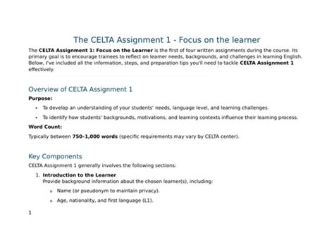 Celta Assignment 1 Focus On The Learner Teaching Resources