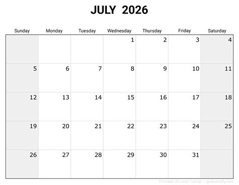 Free Printable 2026 Calendars 12 Monthly Templates