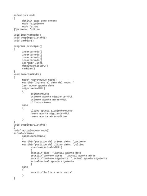 punto 2 ejercicio listas doblemente ligada pseudocodigo pdf datos