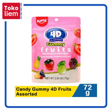 Jual Amos Candy Gummy 4d Fruits Assorted 72g Shopee Indonesia