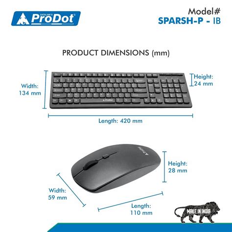 Prodot Sparsh Made In India Wireless Keyboard And Mouse Combo 1pc Black 2 Year Warranty At