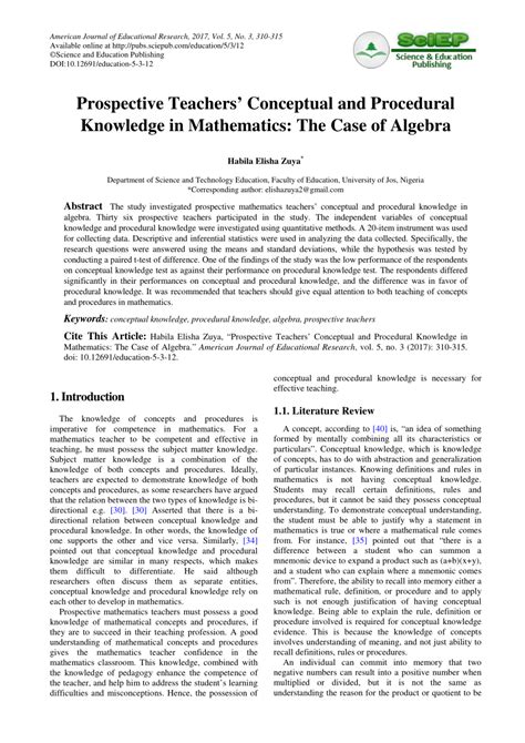 Pdf Prospective Teachers Conceptual And Procedural Knowledge In Mathematics The Case Of Algebra
