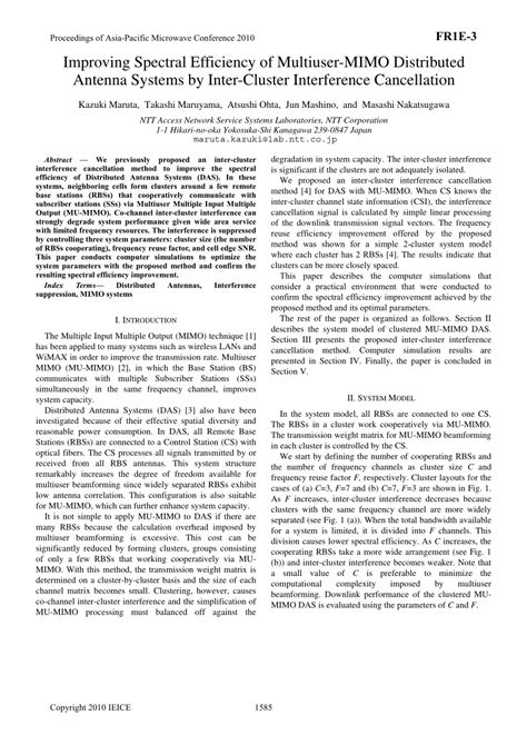Pdf Improving Spectral Efficiency Of Multiuser Mimo Distributed