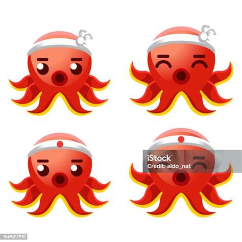 벡터 평면 디자인 만화 타코야키 문어 캐릭터 귀여운 떡 마스코트 우정 인사말 카드 그림 템플릿과 로고에 대한 문자 집합입니다 개념에 대한 스톡 벡터 아트 및 기타 이미지