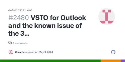 vsto for outlook and the known issue of the 3 microsoft data