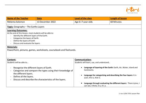 Tefl Teaching Other Subjects In English Lesson Plan 420 Hour Advanced Tefl Diploma Stuvia Uk