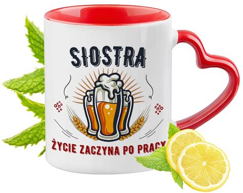 Dla Siostry Kubek Czerwony Z Uszkiem W Kszta Cie Serca Na Prezent Polidraw Sklep Empik Com