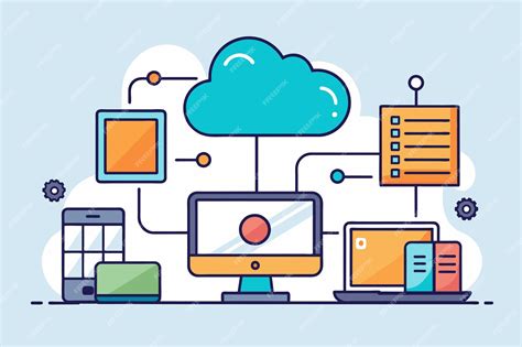 Premium Vector A Computer Displaying Cloud Computing Technology With
