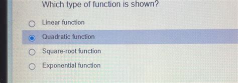 Solved Which Type Of Function Is Shown Linear Function Quadratic
