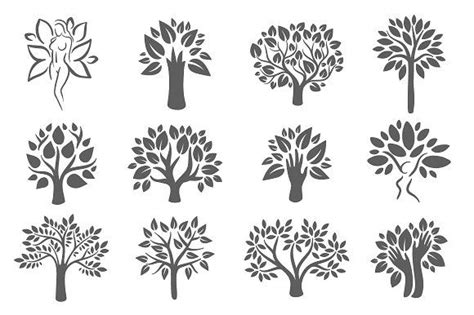 Tree Logo Illustration Icon Set