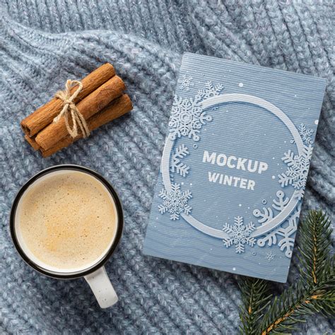 Premium Psd Winter Hygge Composition With Card Mock Up