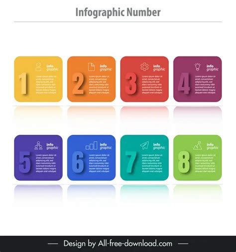 infographic number template elegant modern vectors graphic art designs