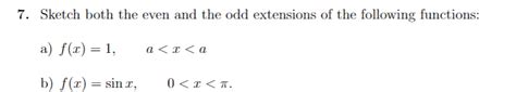 Solved Sketch Both The Even And The Odd Extensions Of The Chegg Com