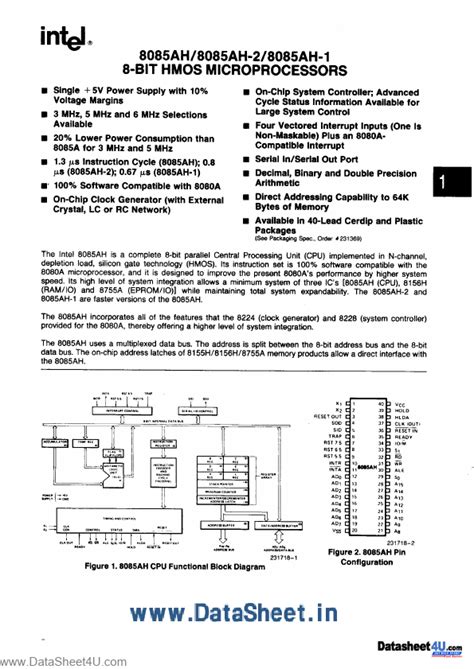 D8085ah 2 D8085ah Datasheet Intel 8 Bit Hmos Microprocessors