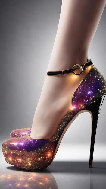 Premium Photo Glowing High Heels And Glasses For Party