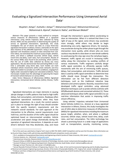 Pdf Evaluating A Signalized Intersection Performance Using Unmanned