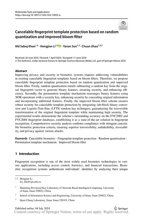 Cancelable Fingerprint Template Protection Based On Random Quantization
