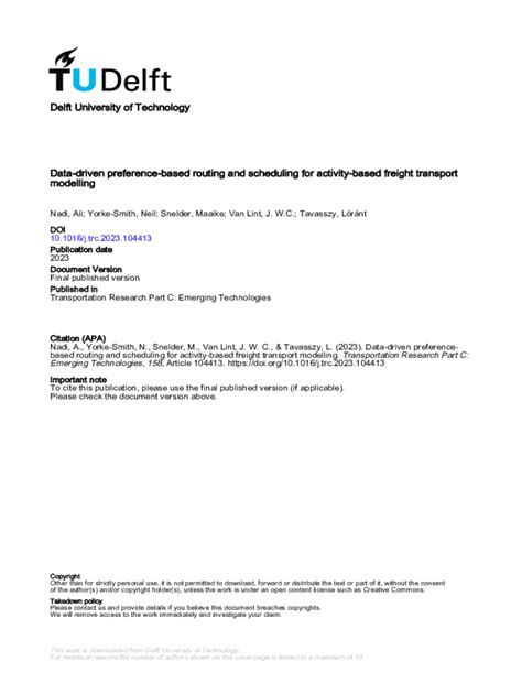 Fillable Online Data Driven Routing And Scheduling For Freight