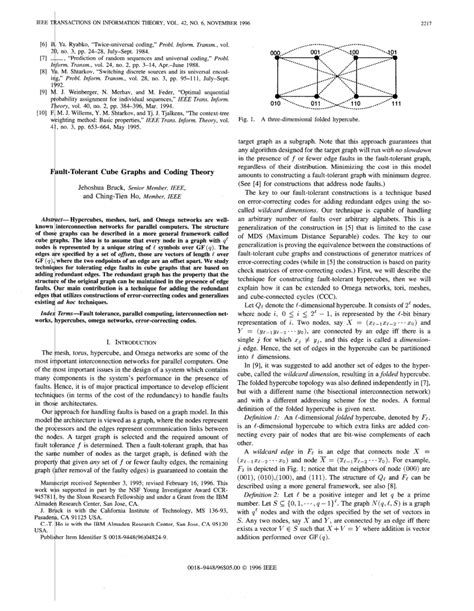 Pdf Fault Tolerant Cube Graphs And Coding Theory