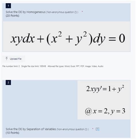Solved Solve The De By Homogeneous Non Anonymous Question