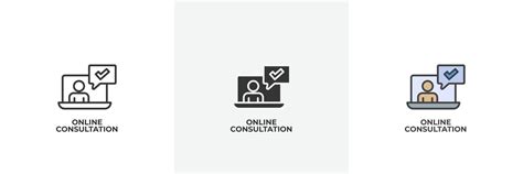 Online Consultation Icon Line Solid And Filled Outline Colorful