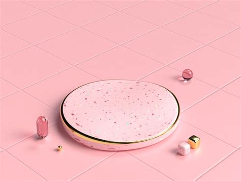 Premium Photo Abstract Flat Circle Shape Set On Floor D Render