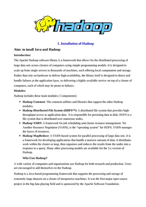 Hadoop Ecosystem Installation And Programming Using Map Reduce Api