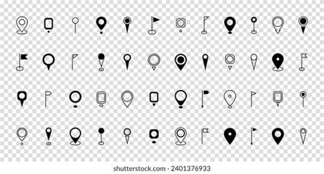 Set Black Location Pin Icon Map Stock Vector Royalty Free 2401376933 Shutterstock