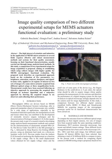 Pdf Image Quality Comparison Of Two Different Experimental Setups For Mems Actuators