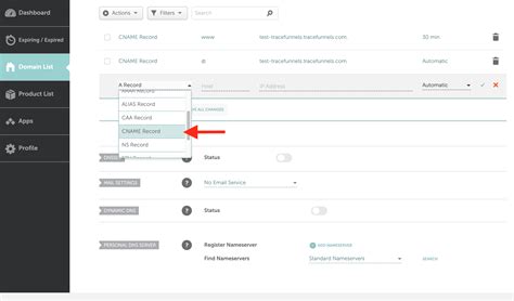 wie füge ich einen cname eintrag bei namecheap hinzu tracefunnels