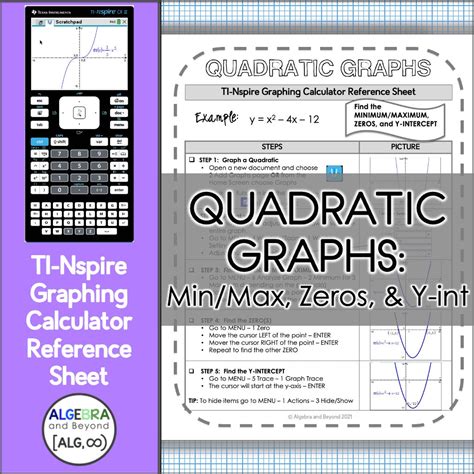 Quadratic Graphs Ti Nspire Graphing Calculator Reference Sheets