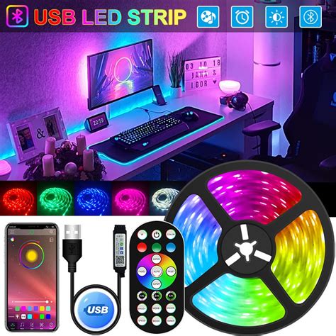 1 M 30 USB LED Strip Luzes Bluetooth SMD 5050 5 V RGB Conduziu A Lâmpada Fita De Luz Flexível