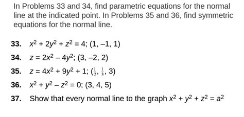 Solved In ﻿problems 33 ﻿and 34 ﻿find Parametric Equations