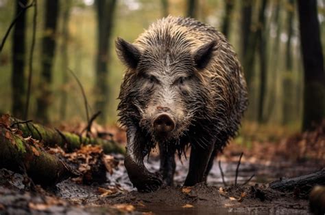 Premium Ai Image Wild Boar Sus Scrofa In The Forest Wild Boar Sus