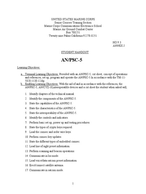 Psc 5 Army Handout Pdf Frequency Modulation Communications Satellite