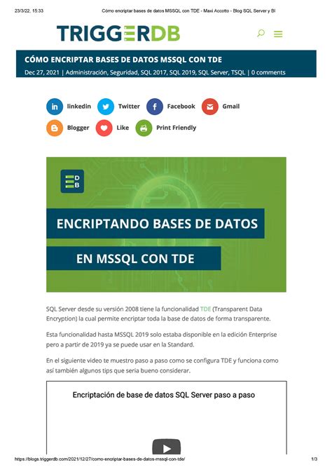 Cómo Encriptar Bases De Datos Mssql Con Tde Maxi Accotto Blog Sql