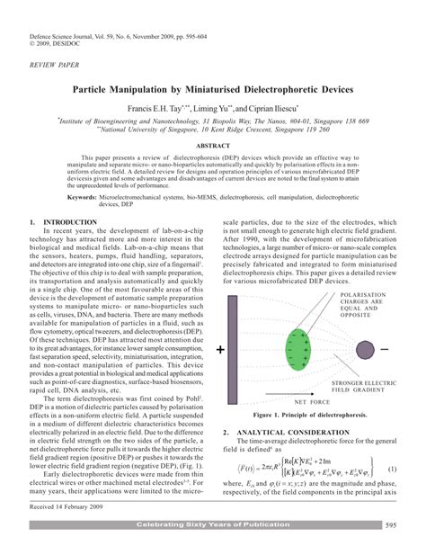 Pdf Particle Manipulation By Miniaturised Dielectrophoretic Devices