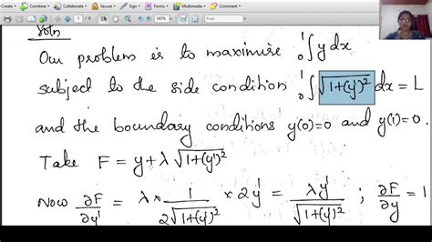 solving isoperimetric problems with integral side conditions youtube