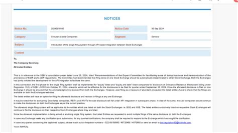 Cs Sonu Saini On Linkedin Bse Circular Beginning Of The Single Filing System The First Phase For…