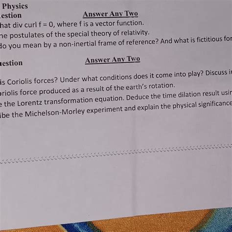 Physics Estion Answer Any Two Hat Operatorname Div Curl F 0 Wher