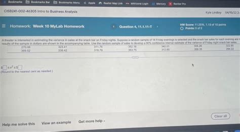 Homework Week 10 Mylab Homework Question 4