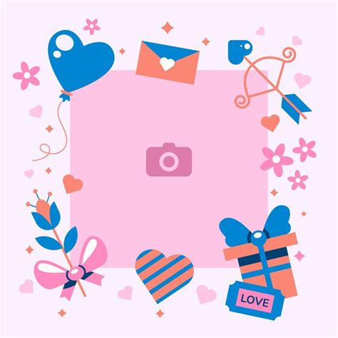 Free Vector Flat Design Love Photo Frame Design Free Vector Flat Design Love Photo Frame Design