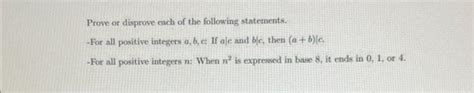 Solved Prove or disprove each of the following statements. | Chegg.com