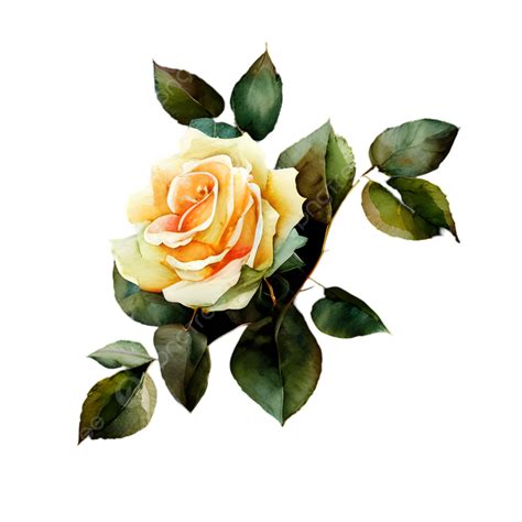 시적인 황금 장미 수채화 스케치 골든 로즈 수채화 소프트 파스텔 황금 장미 수채화 꽃 수채화 황금 장미 Png 일러스트 및