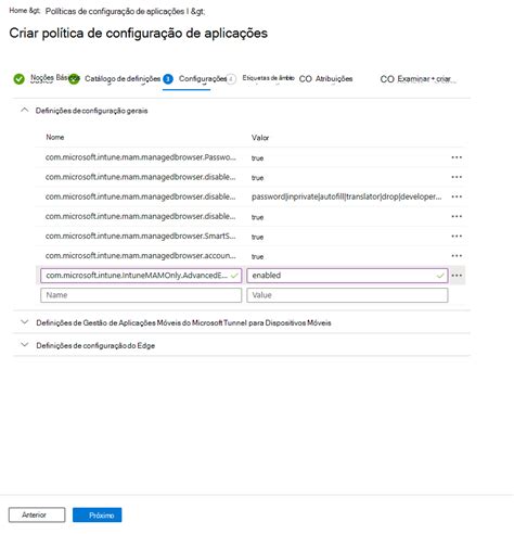 Etapa 4 Criar Políticas De Configuração De Aplicações Para Microsoft