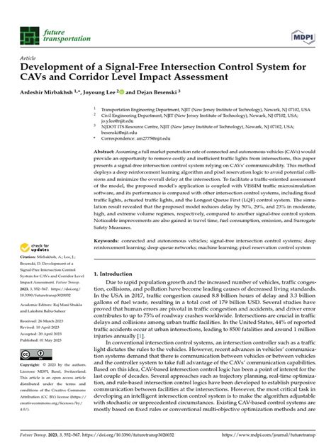 Development Of A Signal Free Intersection Control System For Cavs And Corridor Level Impact