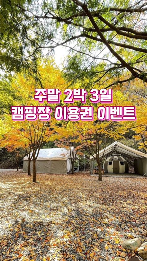 캠핑 알로하몽 루루캠핑 L 여행 정보 L Sunjeong Jeon 🟨캠핑장 주말 이용권 이벤트 제가 1년 전쯤 다녀온 산노리 캠핑장에서 주말 2박3일 이용권을 3