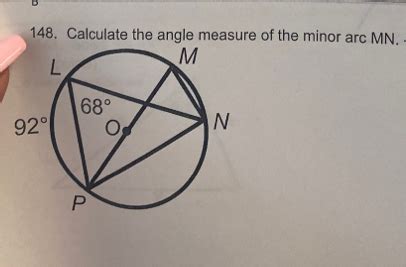 Solved Calculate The Angle Measure Of The Minor Arc MN Math