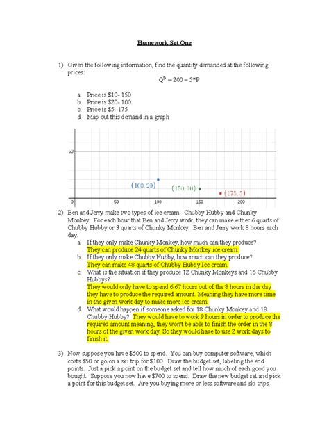 Macro HW Set Homework Set One Given The Following Information Find The Quantity Demanded At